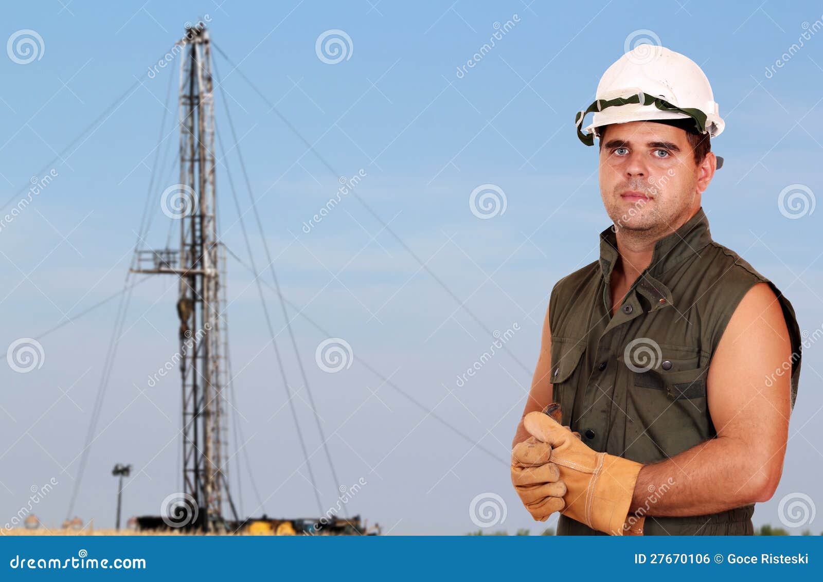 Oil worker on oilfield stock photo. Image of industry - 27670106