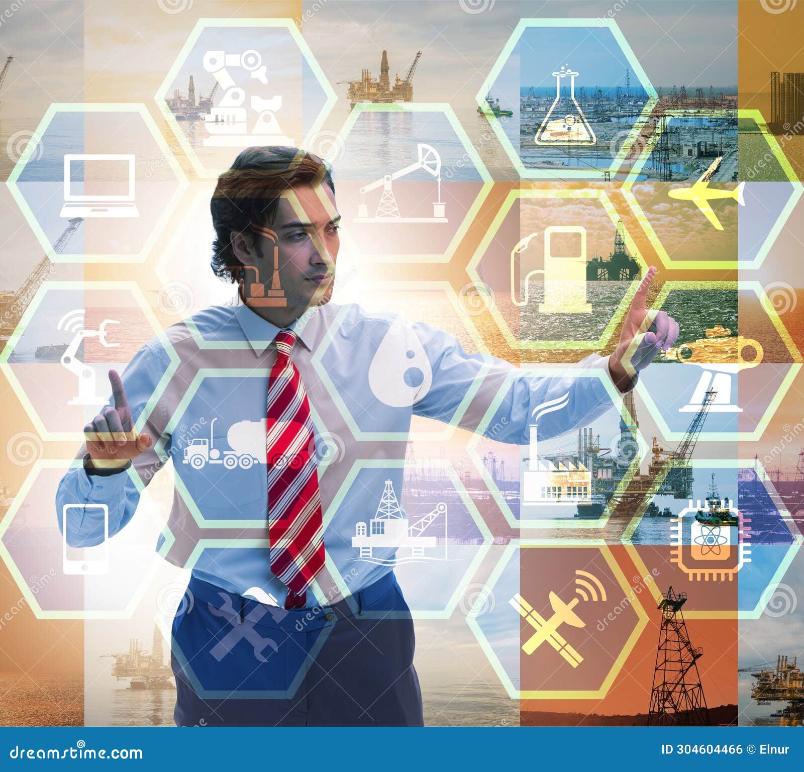 Oil Worker in Remote Operations Concept in Oil Industry Stock Photo ... Oil Worker in Remote Operations Concept in Oil Industry Stock Photo ...