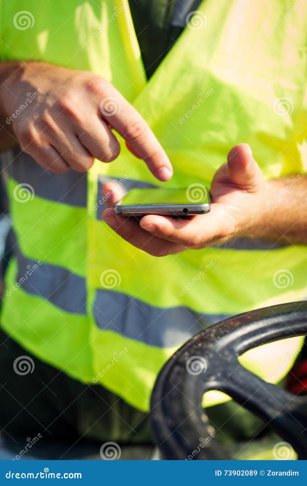 Oil Worker Using Smart Phone Stock Image - Image of caucasian, people ...