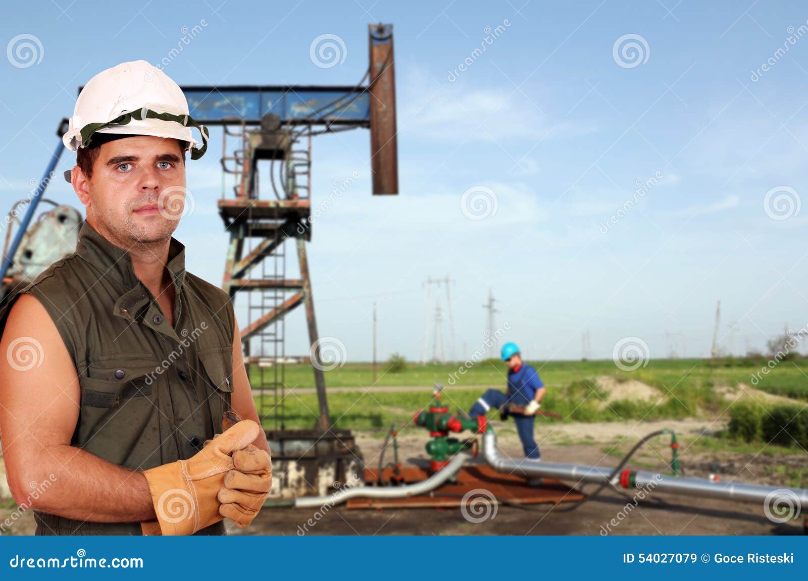 Oil workers on oilfield stock image. Image of occupation - 54027079