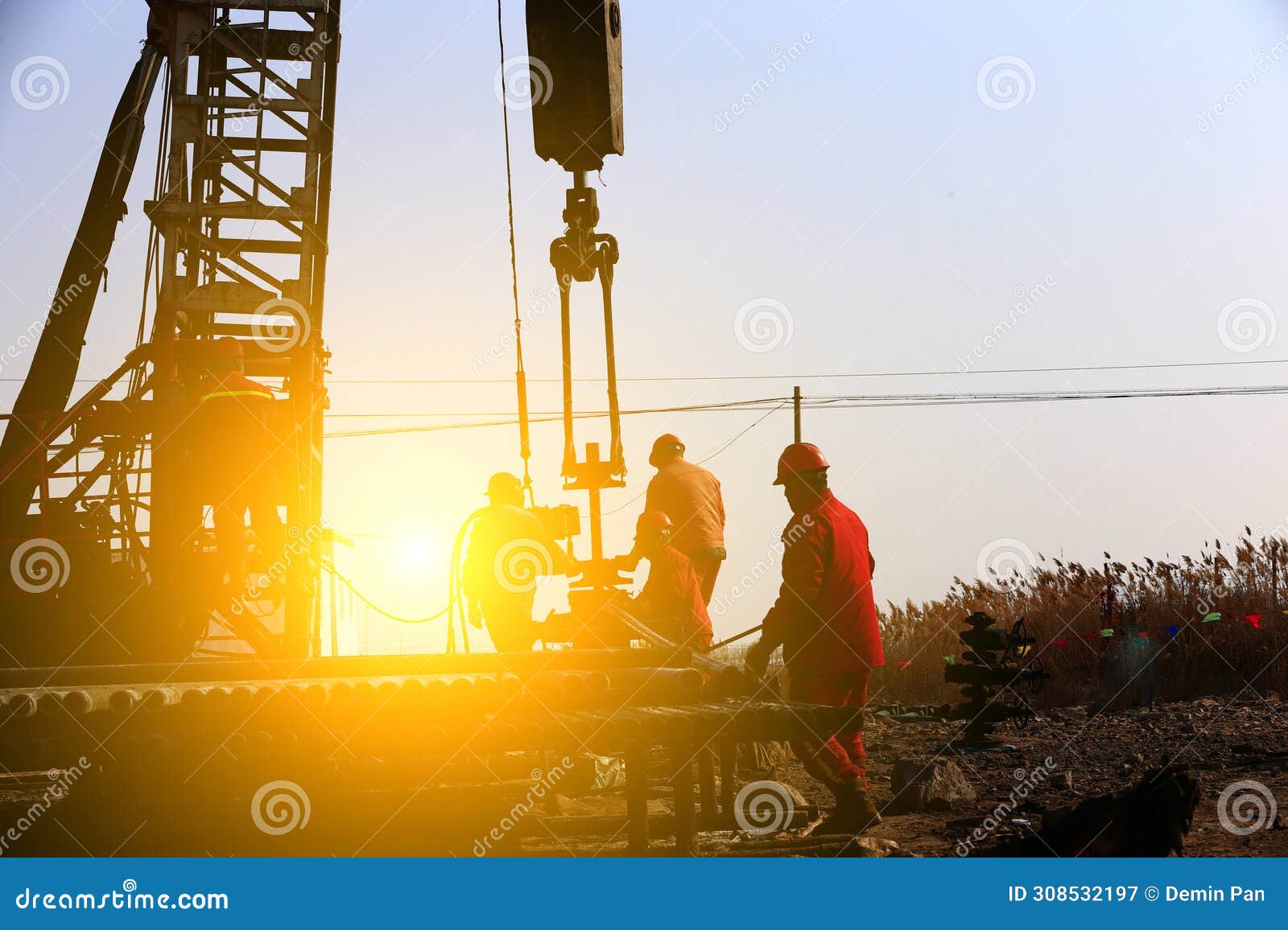 The oil workers at work stock image. Image of extraction - 308532197