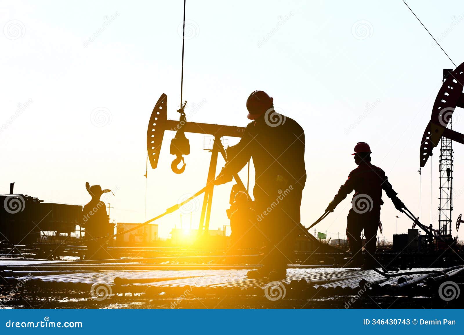 The oil workers at work stock illustration. Illustration of profession ...