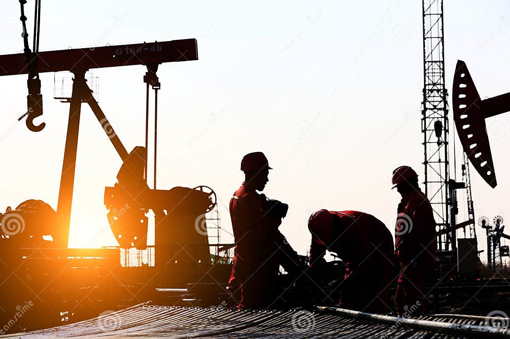 The oil workers at work stock illustration. Illustration of profession ...