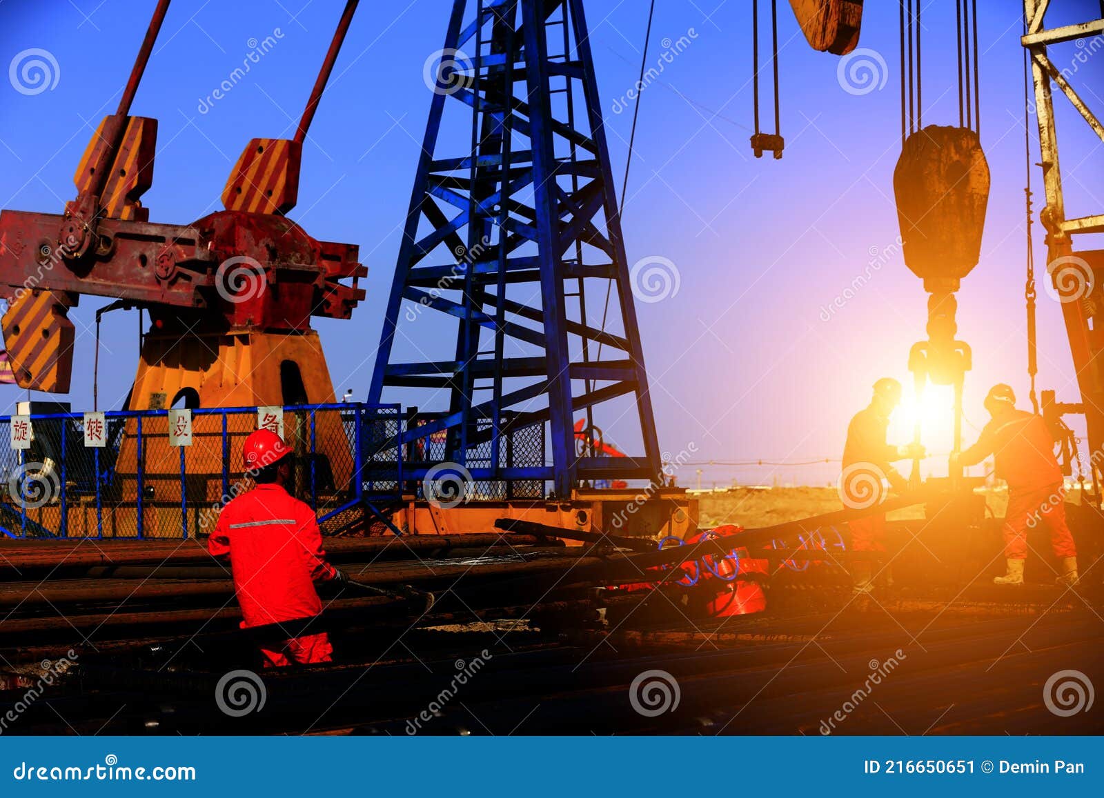 The Oil Workers are Working Stock Image - Image of outline, field ...