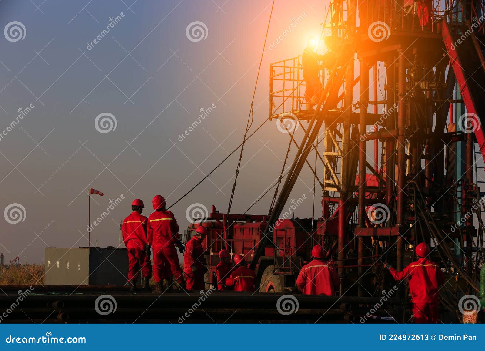 The Oil Workers are Working Stock Image - Image of energy, gasoline ...