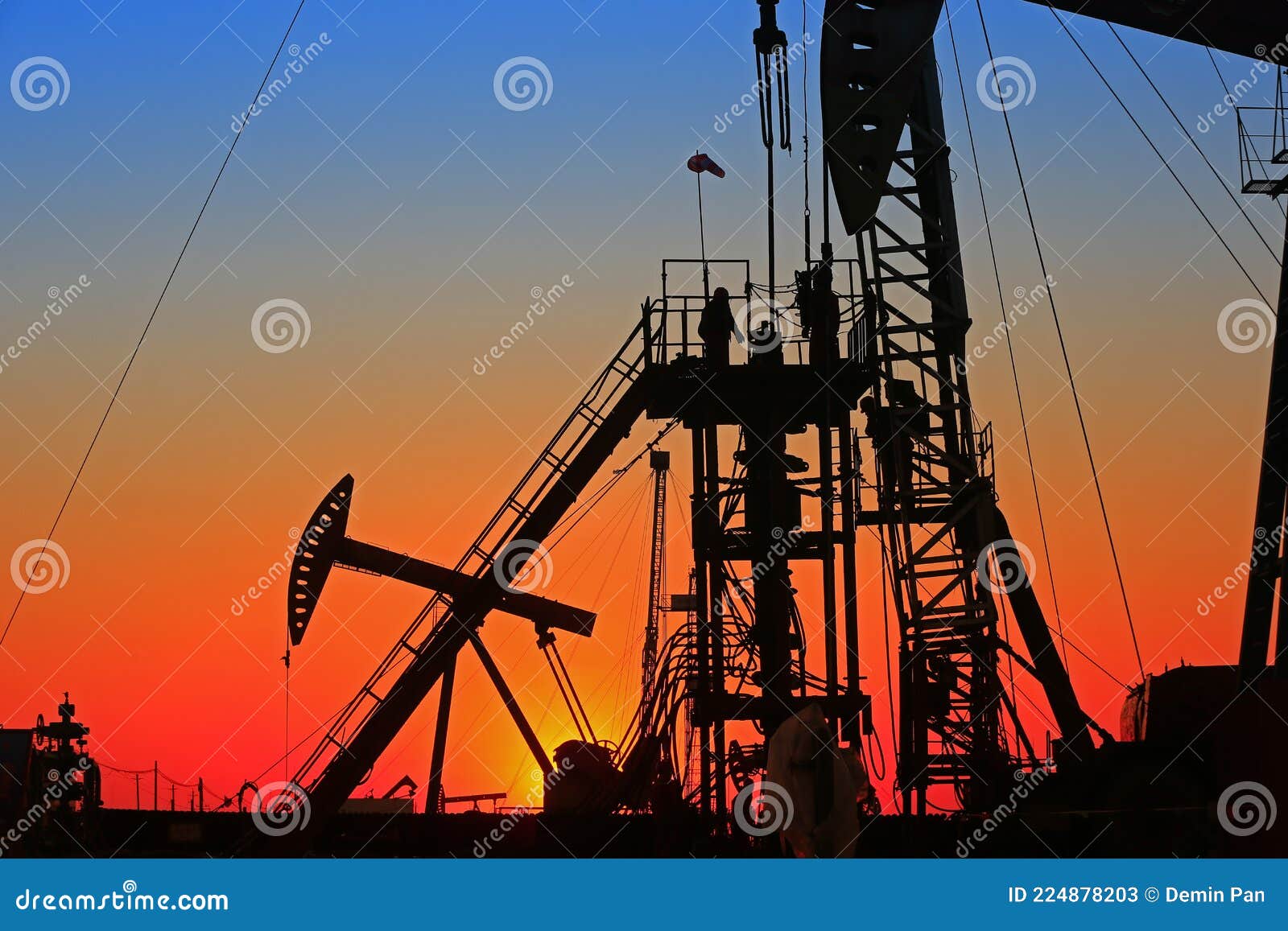 The Oil Workers are Working Stock Image - Image of technology ...
