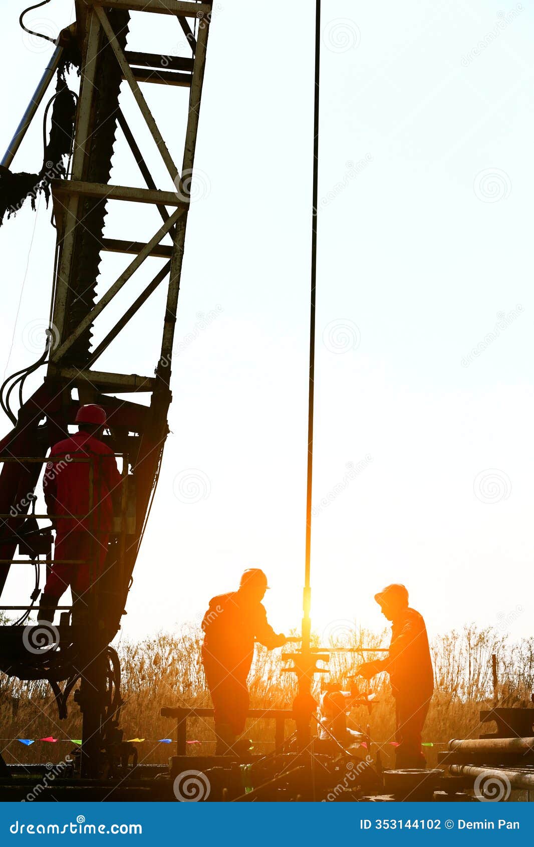 The Oil Workers are Working Stock Illustration - Illustration of ...