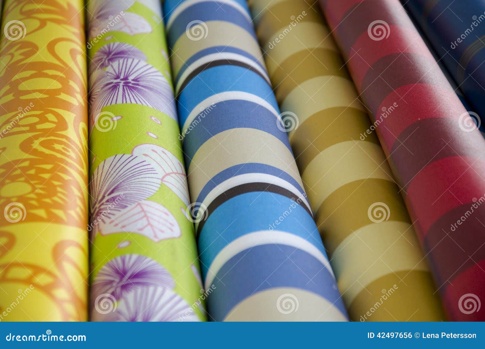 Oilcloth Fabrics with Bright Patterns Stock Photo - Image of kitchen ...
