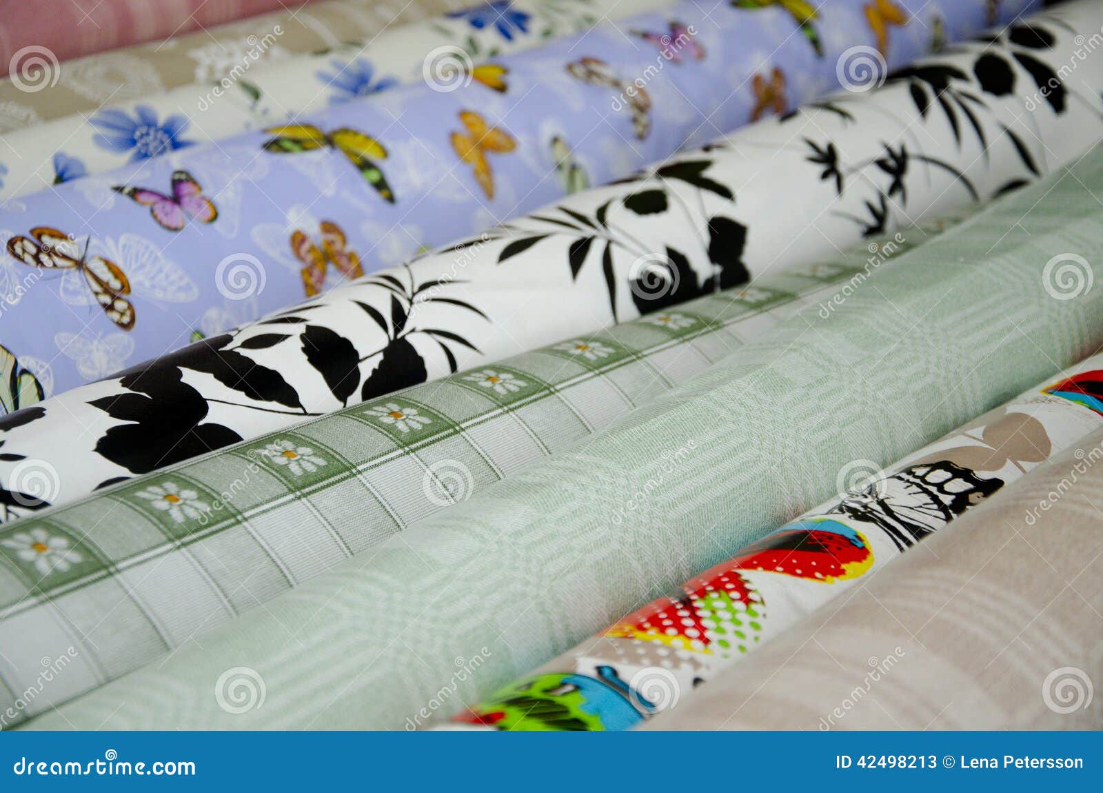 Oilcloth Fabrics with Bright Patterns Stock Image - Image of fabric ...