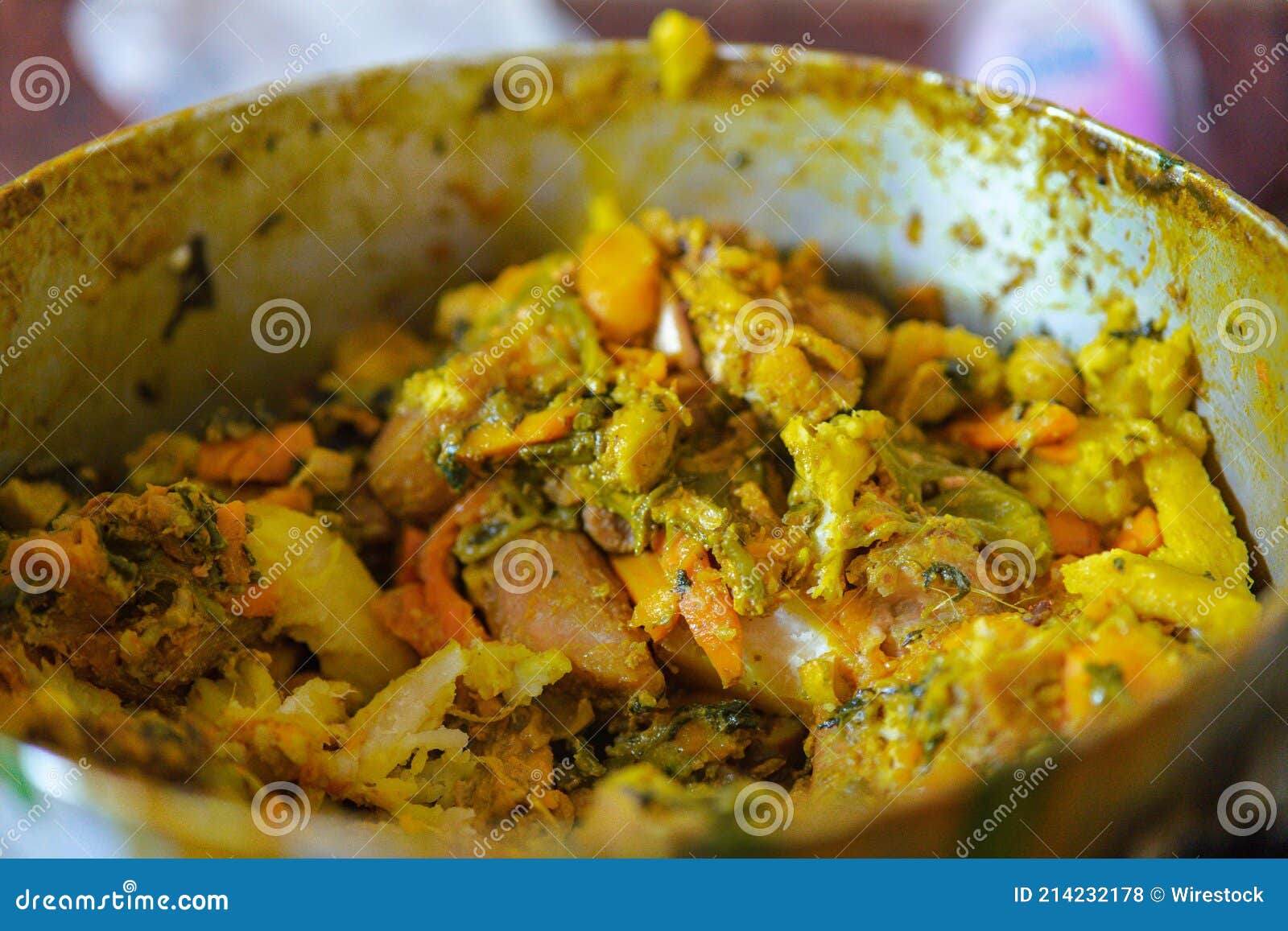 Oildown Being Take Out of a Pot Stock Photo - Image of restaurant ...