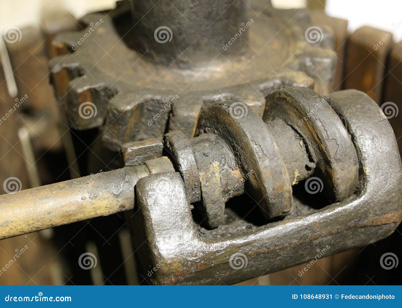 Oiled Gear of an Industrial Machine Stock Image - Image of gearing ...