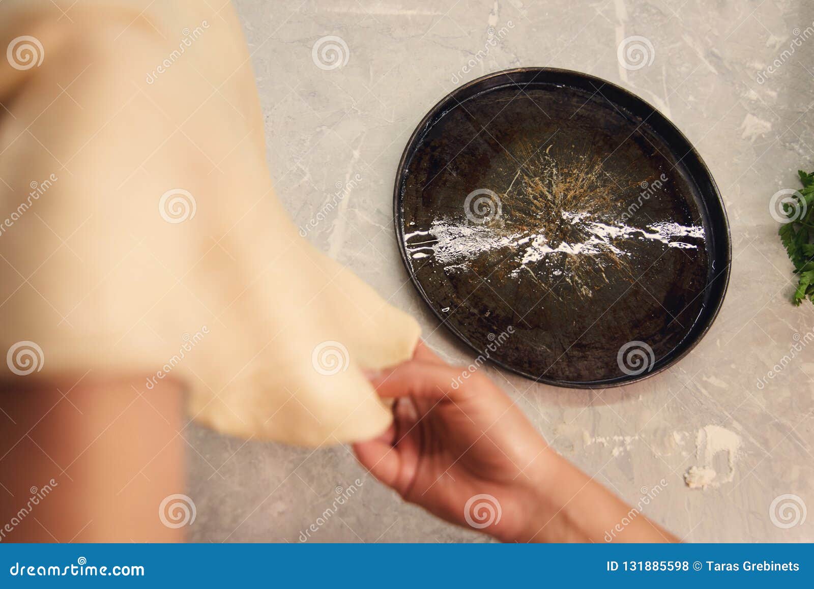 An Oiled Pizza Mold Ready for Laying Dough Stock Photo - Image of food ...