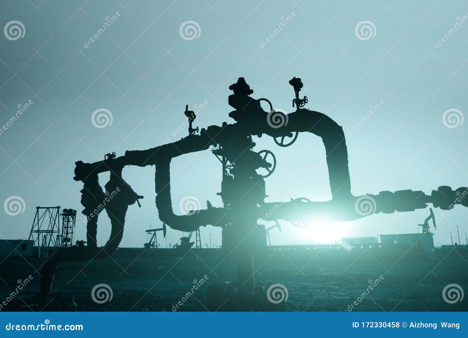 Oilfield Pipeline Silhouette Stock Photo - Image of petrol ...