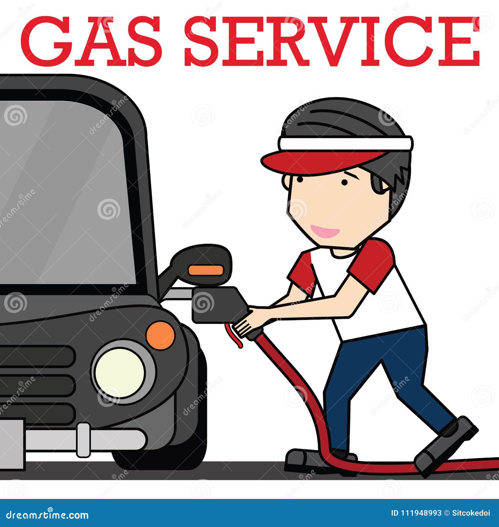 Oilman Service at the Service Station. Stock Vector - Illustration of ...
