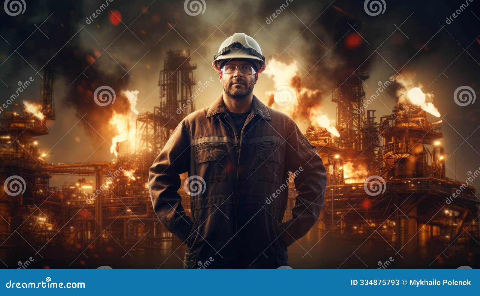 Oilman Shift Workers on the Deck of the Ship on the Background Offshore ...