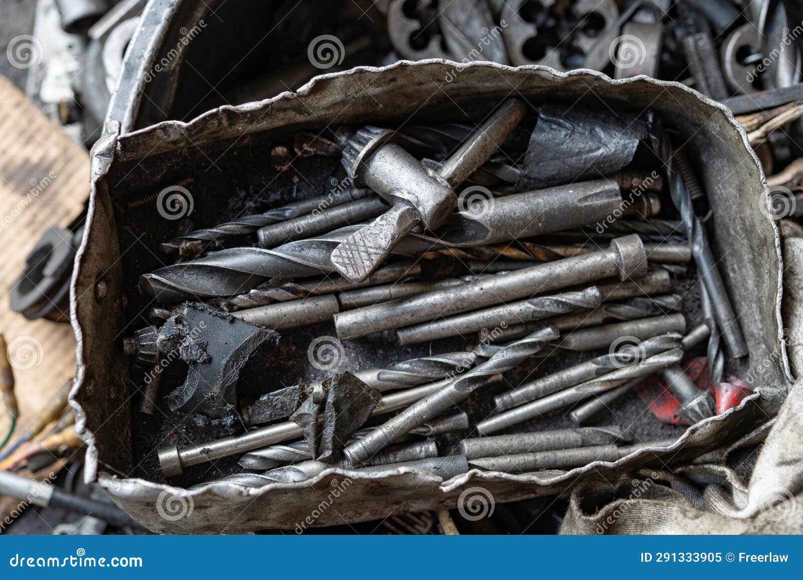 Oily and Dirty Hardware Tools in Box Stock Image - Image of metal ...
