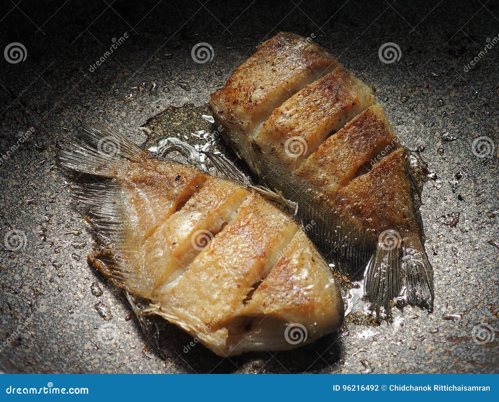 Oily fried fish stock photo. Image of vegetable, stick - 96216492