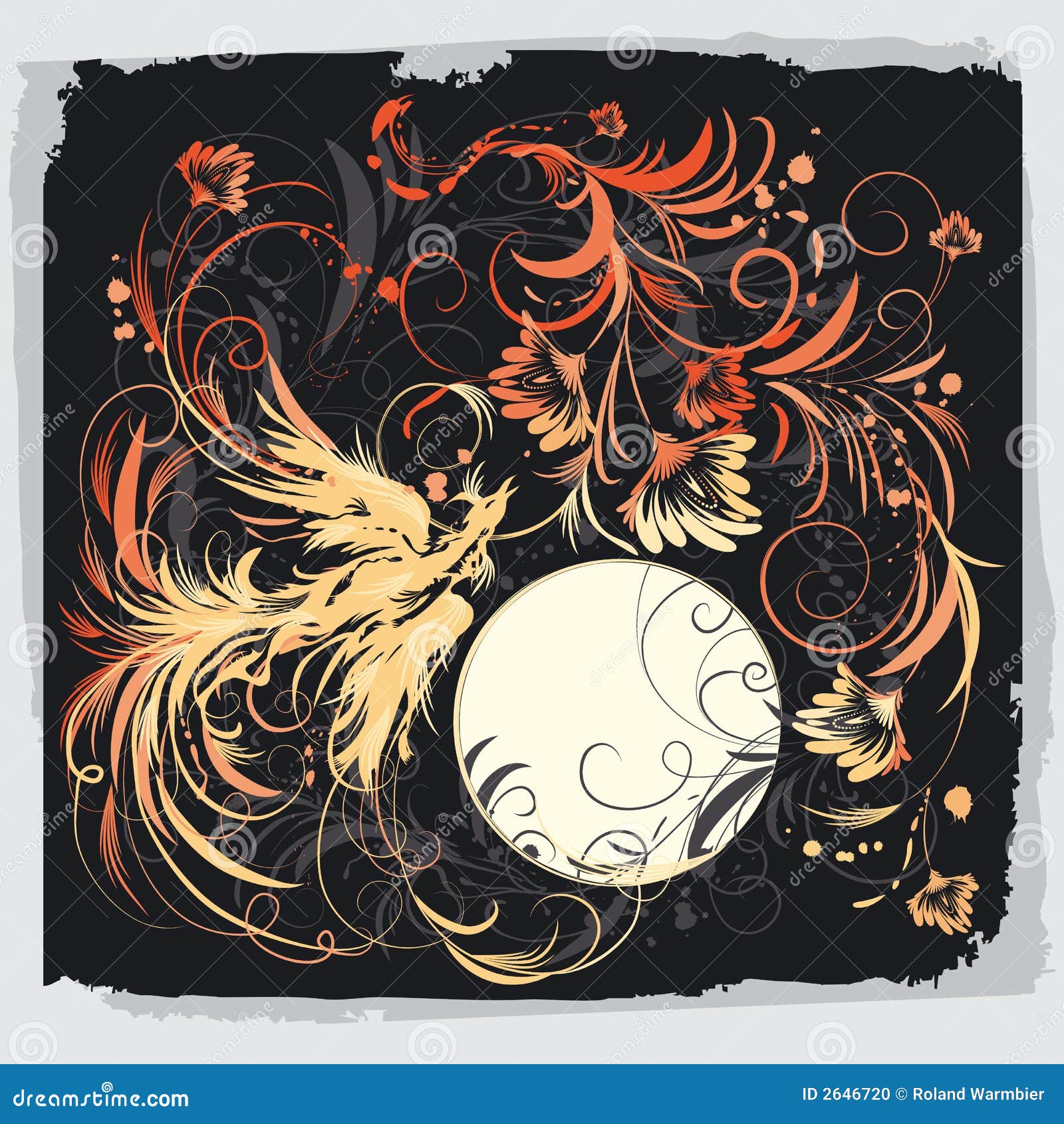 Oiseau De Phoenix Avec Des Fleurs Illustration de Vecteur ...