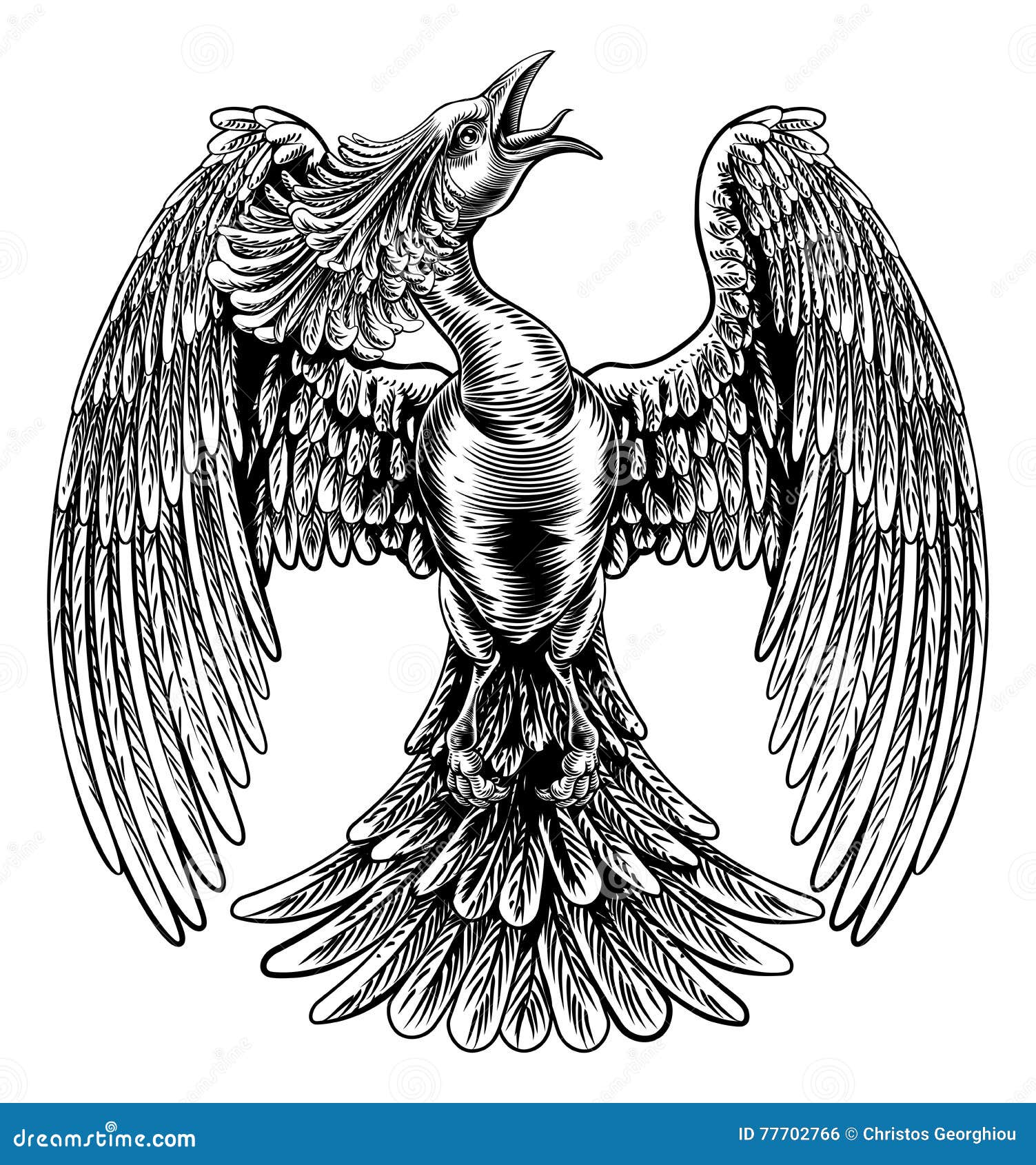 Oiseau Du Feu De Phoenix Dans Le Style De Gravure Sur Bois En Vintage ... Oiseau Du Feu De Phoenix Dans Le Style De Gravure Sur Bois En Vintage ...