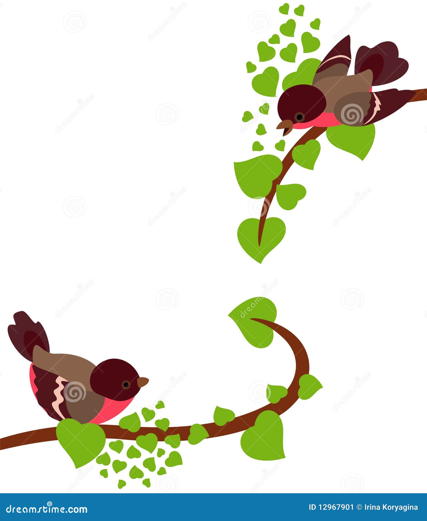 Oiseaux De Robin Sur Des Branchements De Source D'arbre Illustration de ...