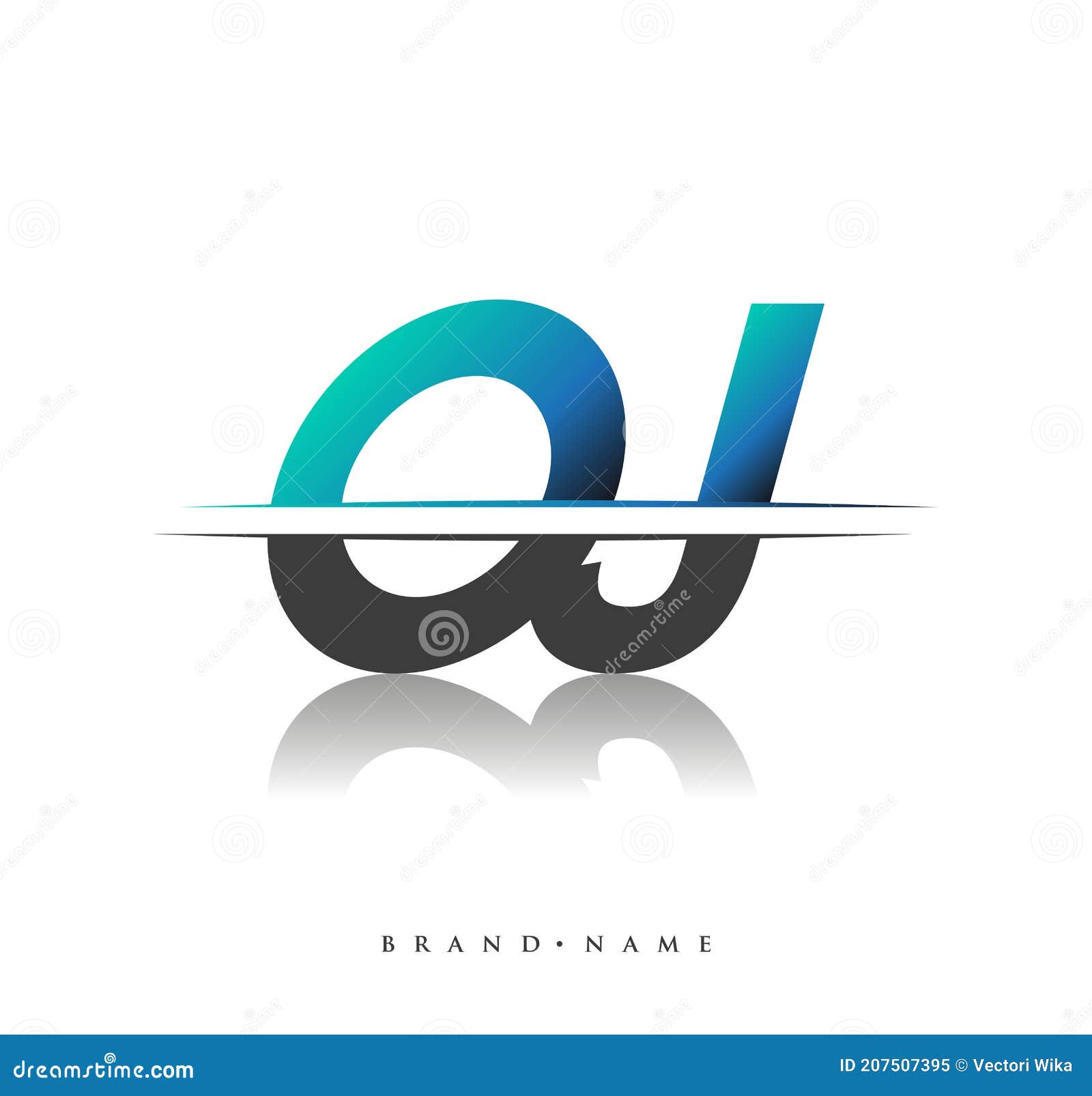 OJ Initial Logo Company Name Colored Black and Blue, Simple and Modern ...