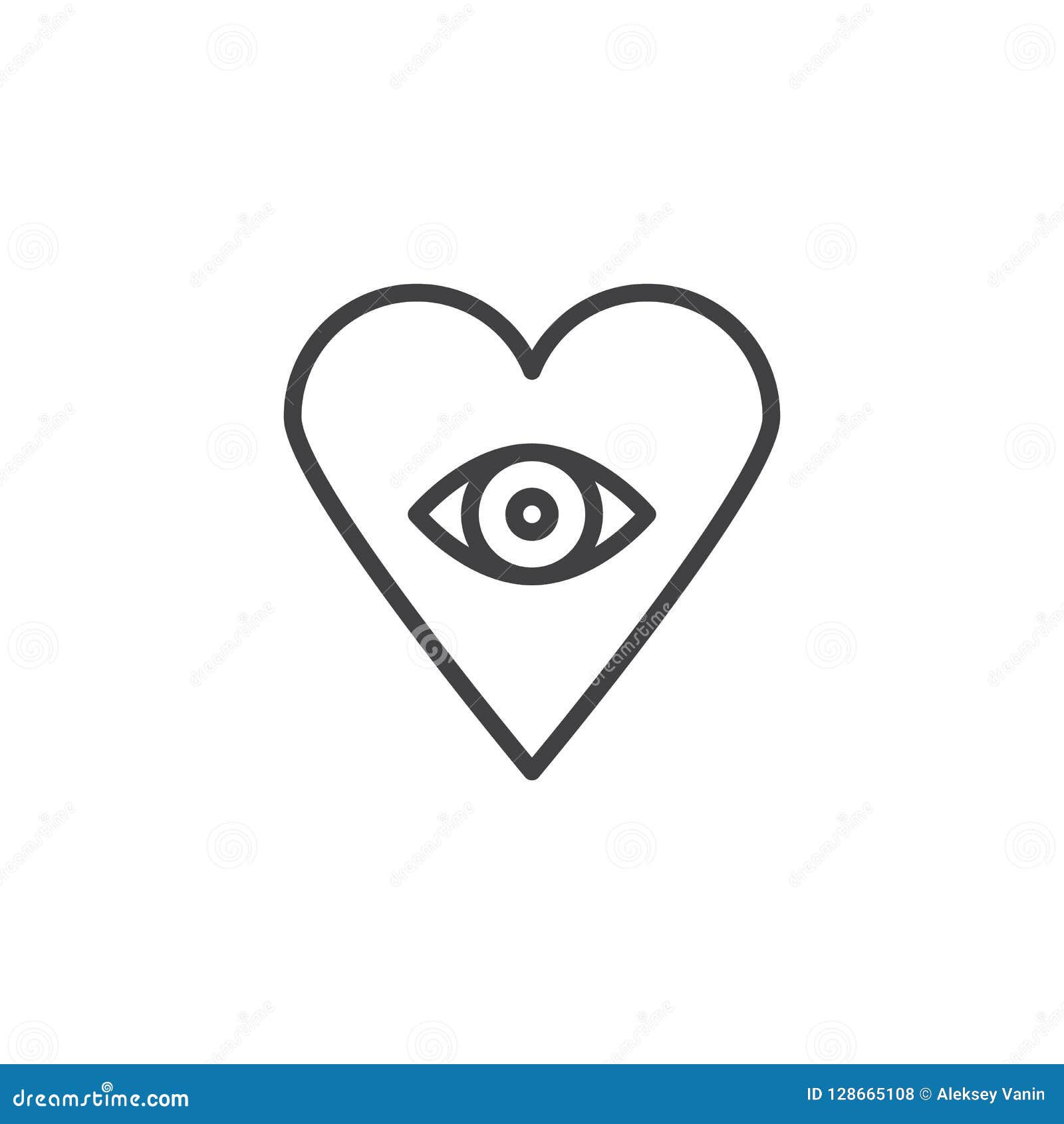 Ojo Con El Icono Del Esquema Del Corazón Ilustración del Vector ...
