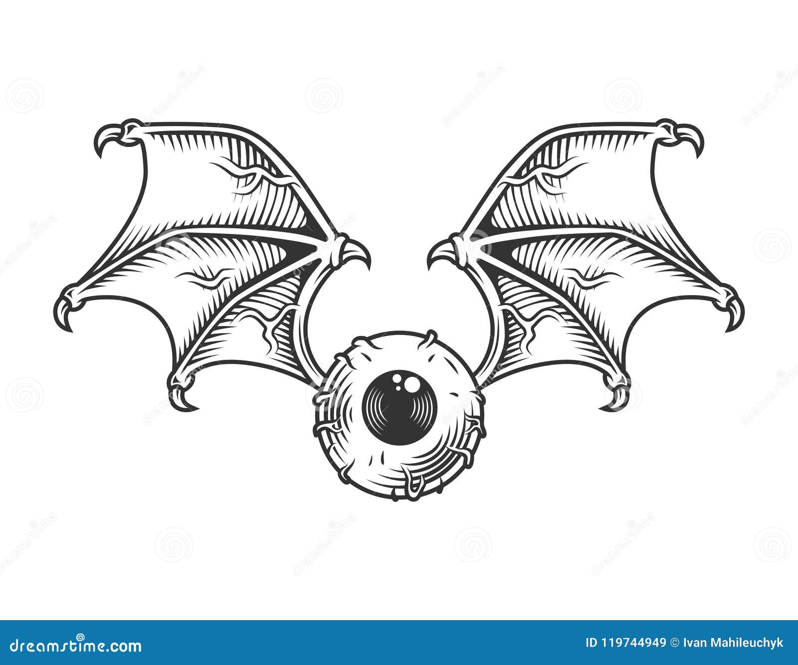 Ojo Del Vintage Con Concepto De Las Alas Ilustración del Vector ...