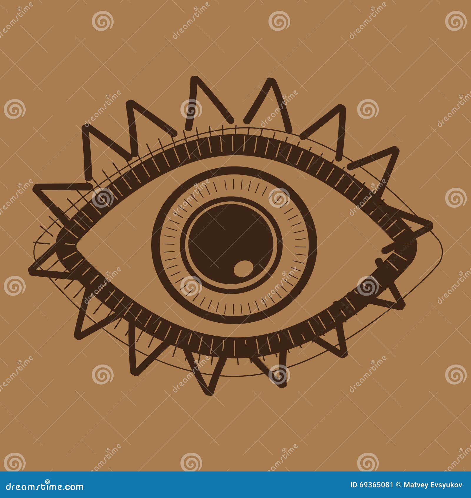 Ojo tribal azteca indio stock de ilustración. Ilustración de garabato ...