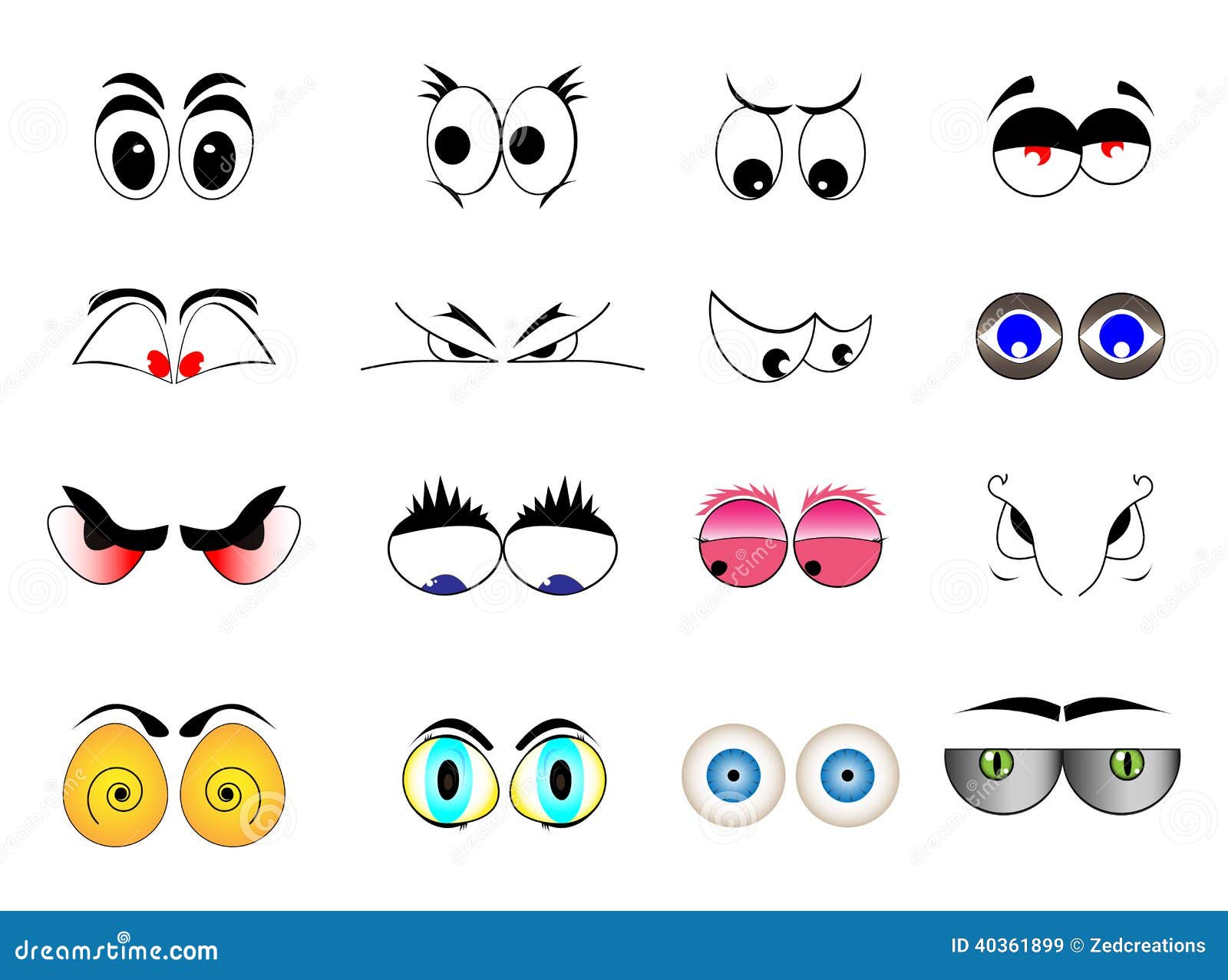 Ojos de la historieta ilustración del vector. Ilustración de negro ...