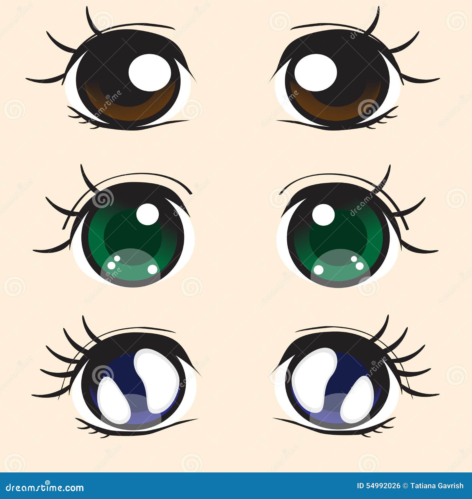 Ojos del animado ilustración del vector. Ilustración de hembra - 54992026