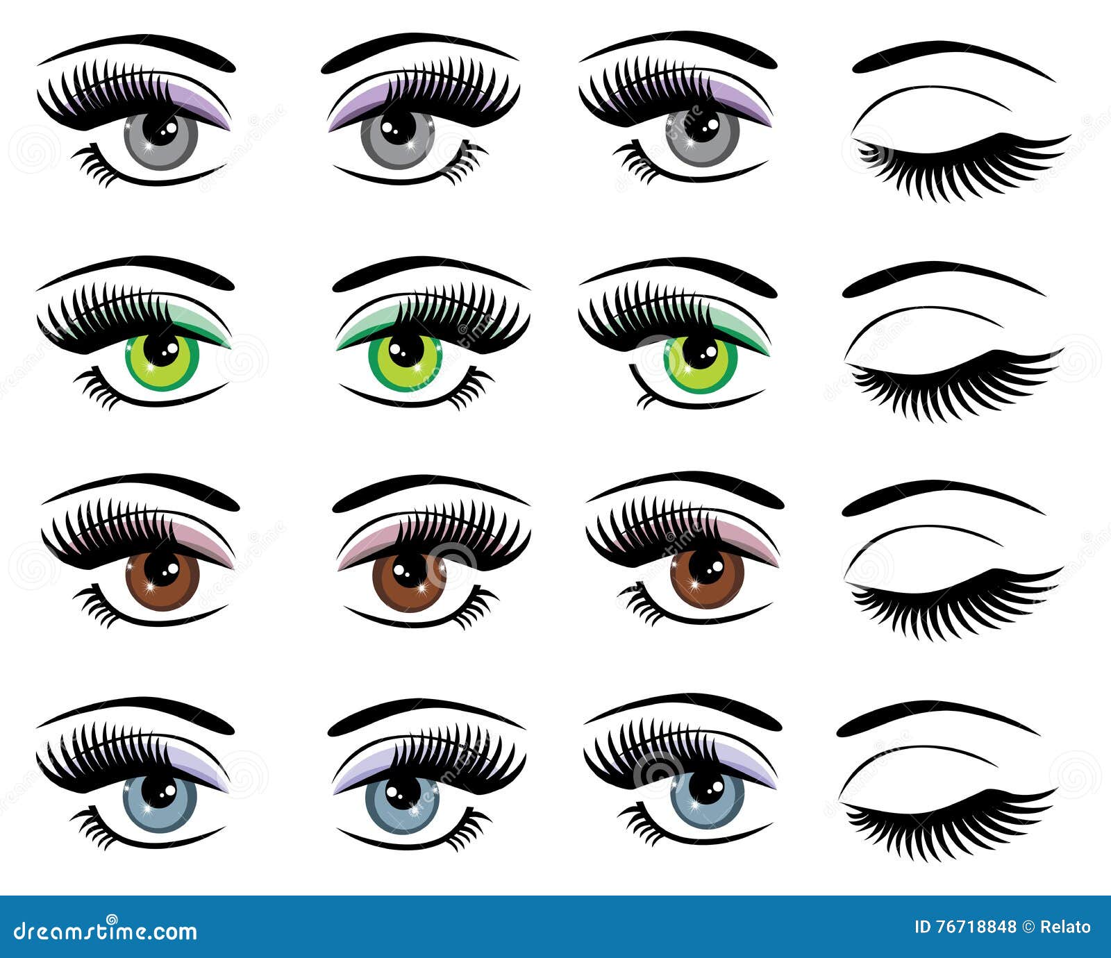 Ojos del vector fijados ilustración del vector. Ilustración de verde ...