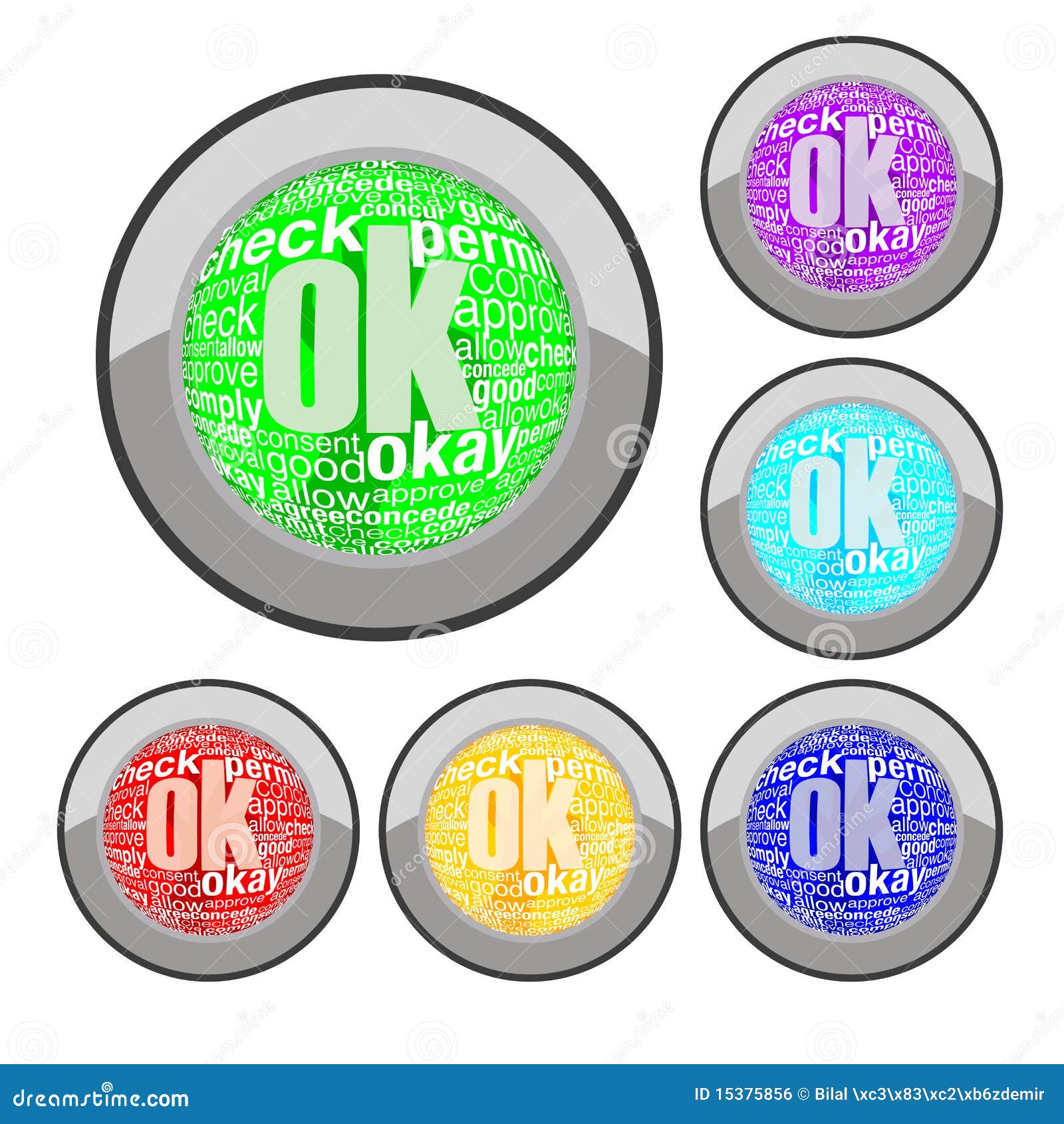 Ok button stock vector. Illustration of consent, agree - 15375856