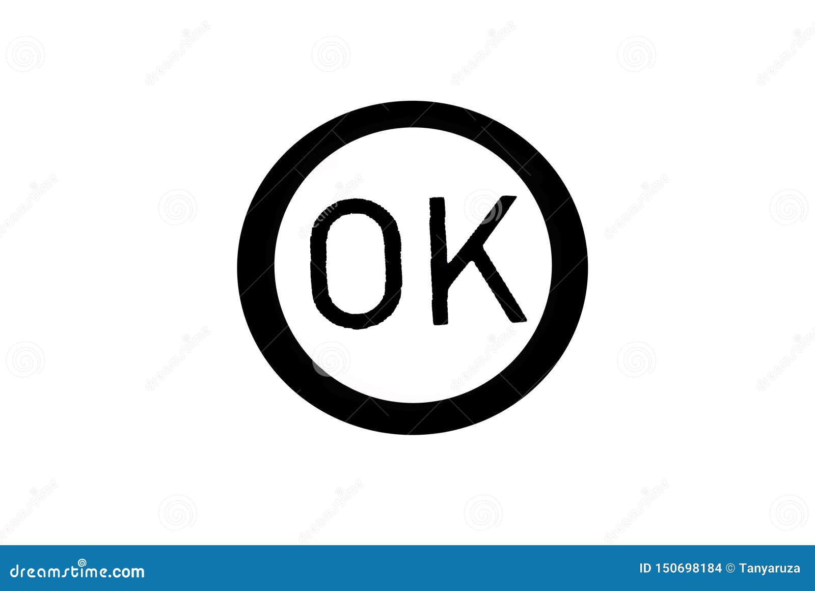 OK Button in Black Circle Isolated White Background Stock Photo - Image ...