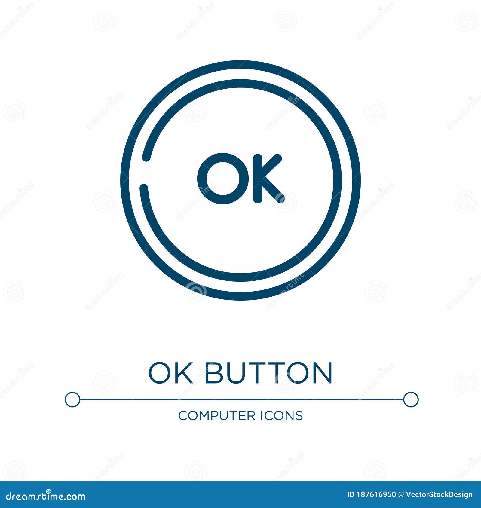 Ok Button Icon. Linear Vector Illustration from Computer and Media ...