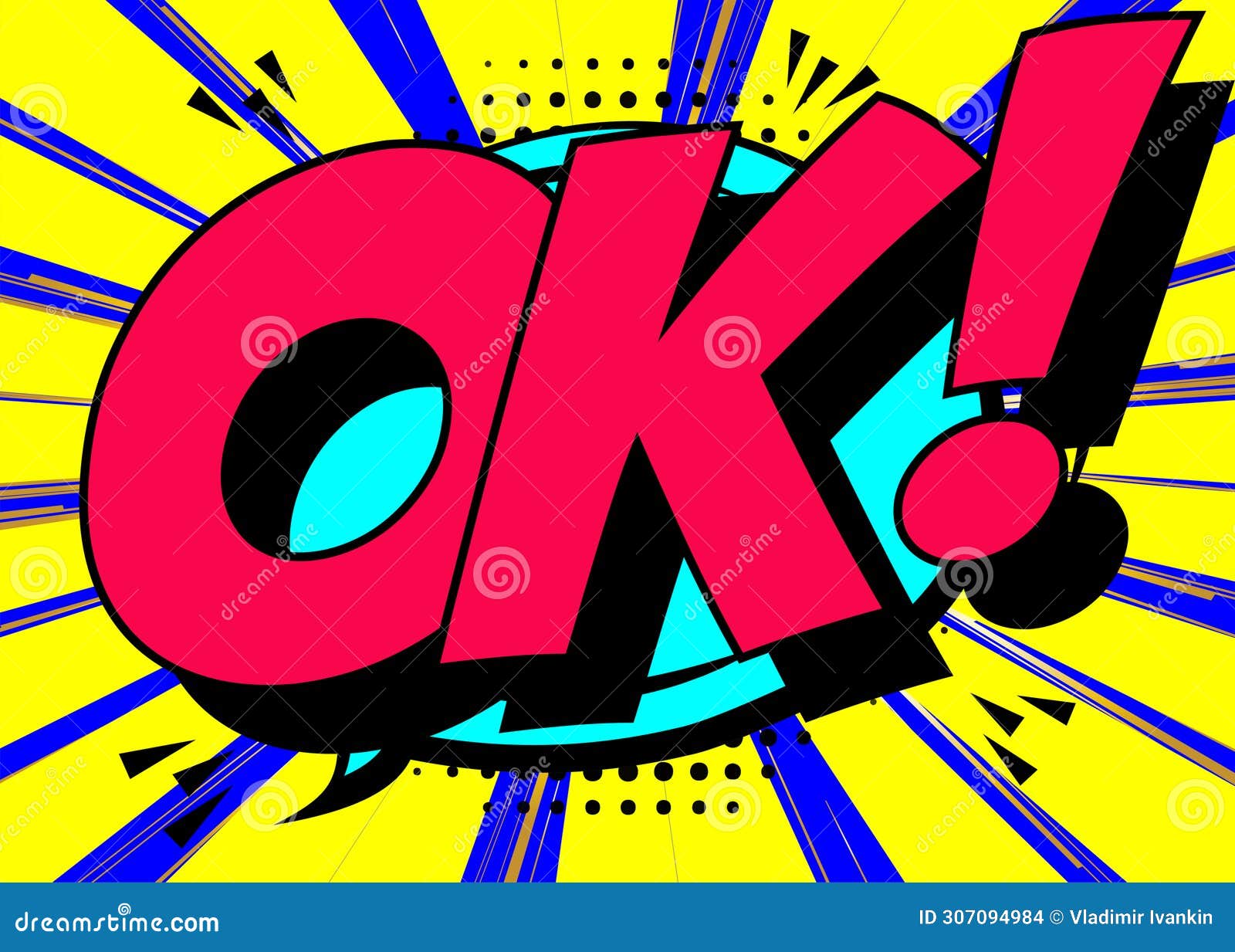 Ok Comic Text on Color Sunburst Stock Vector - Illustration of word ...