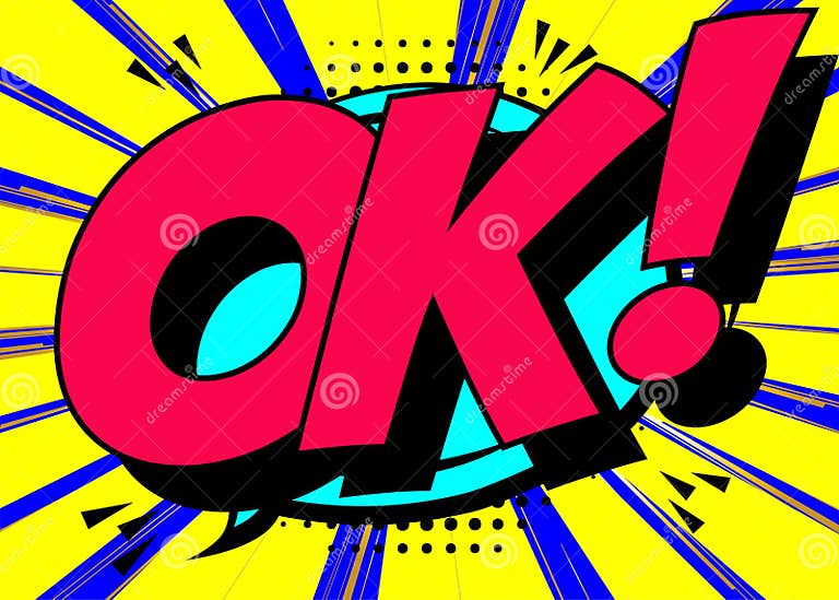 Ok Comic Text on Color Sunburst Stock Vector - Illustration of word ...