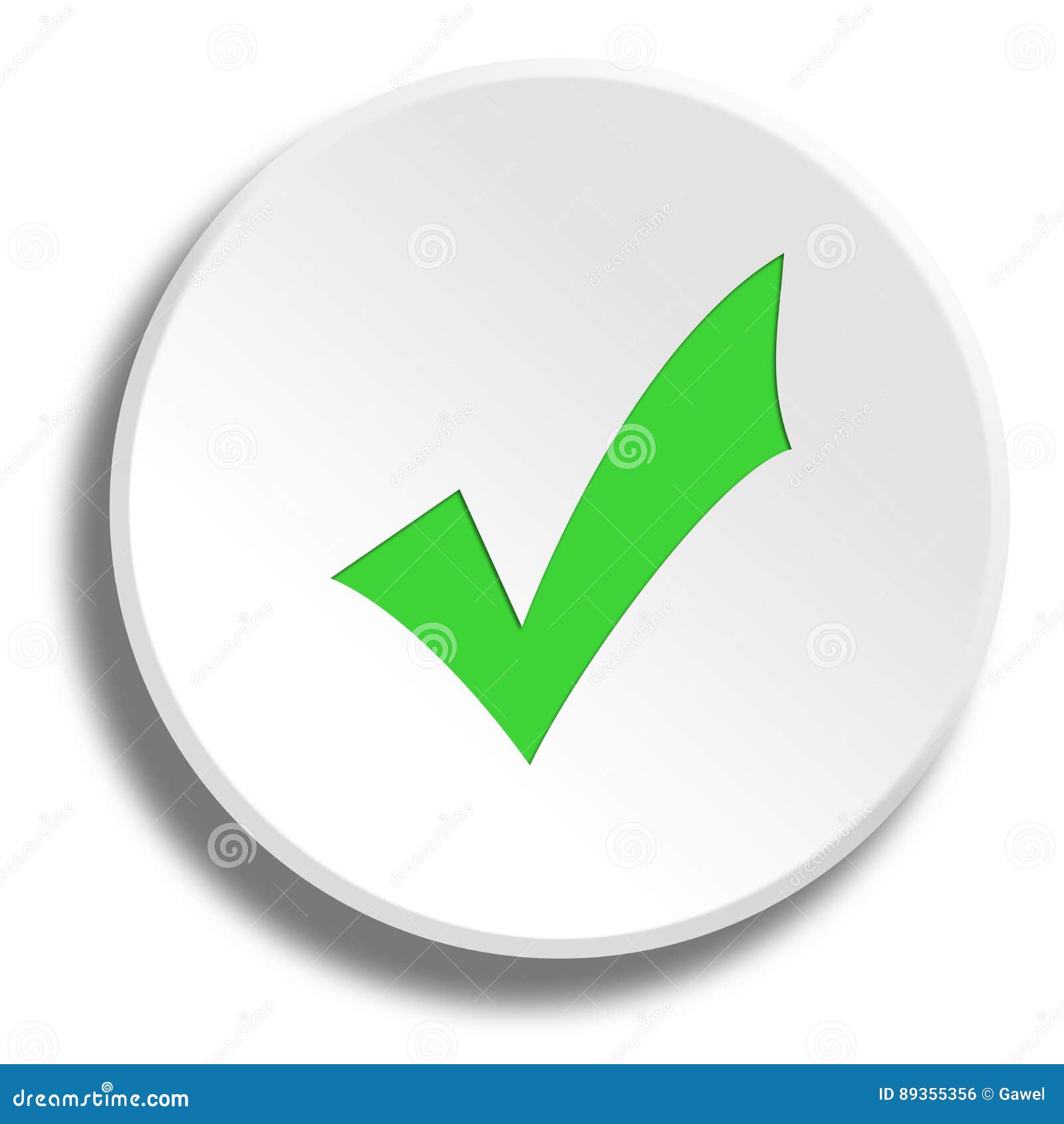 Ok De Vert Dans Le Bouton Blanc Rond Avec L'ombre Illustration Stock ...