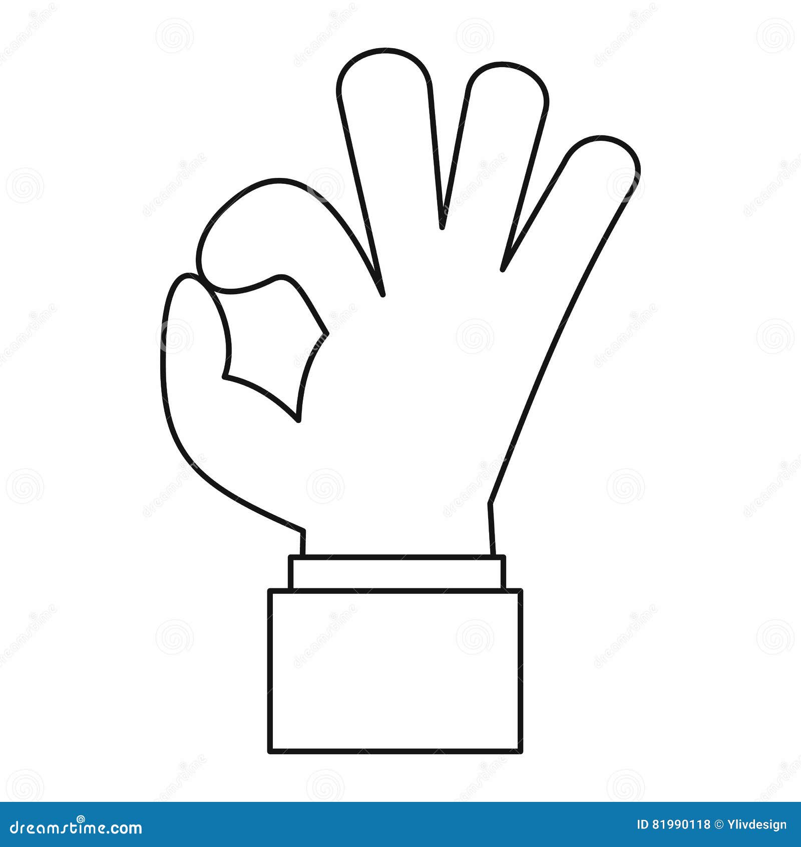 Ok Gesture Icon, Outline Style Stock Vector - Illustration of okay ...