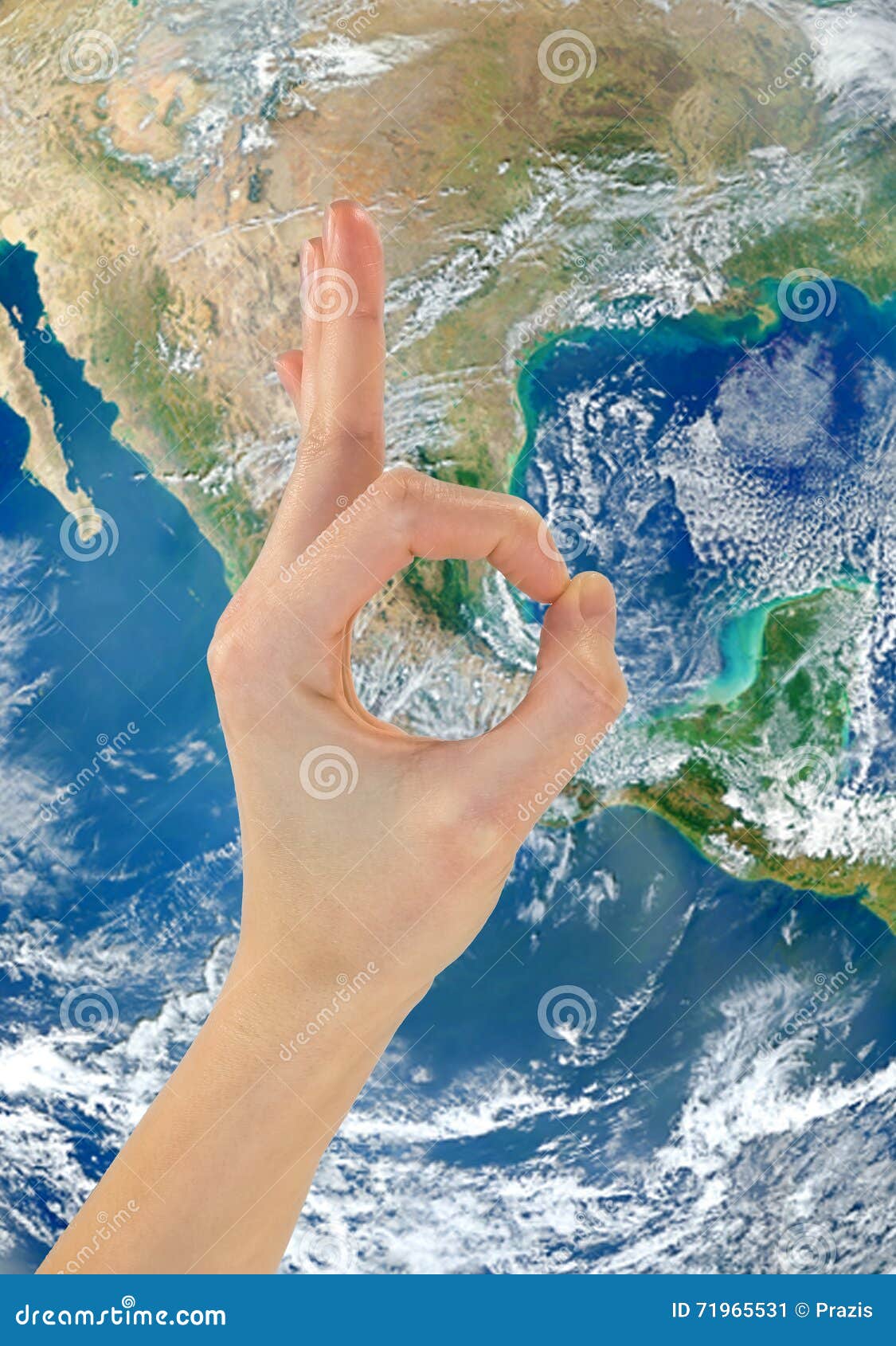 Ok Hand Gesture Against the Backdrop of the Planet Earth NASA Stock ...