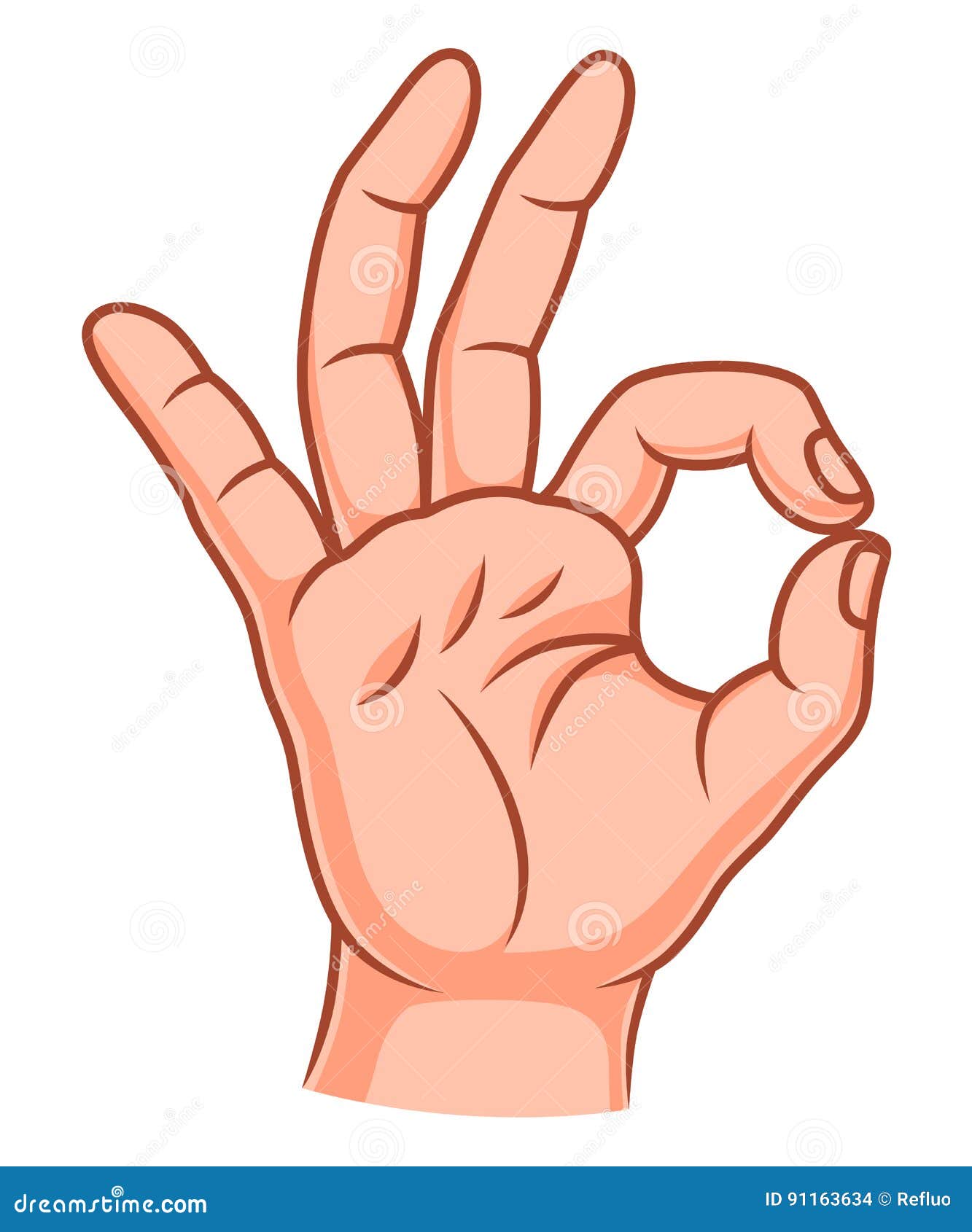 Ok hand gesture stock vector. Illustration of sign, hand - 91163634