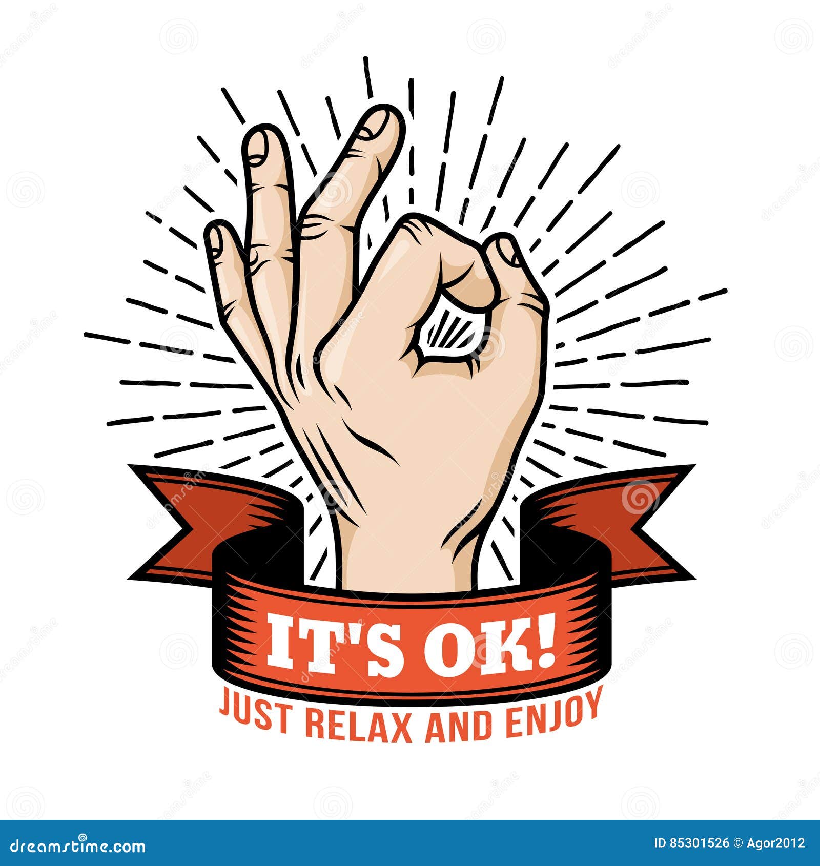 Ok hand gesture retro logo stock vector. Illustration of badge - 85301526