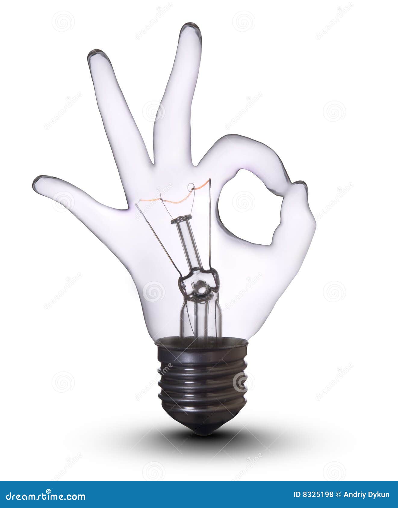 Ok hand lamp bulb stock photo. Image of electricity, hand - 8325198