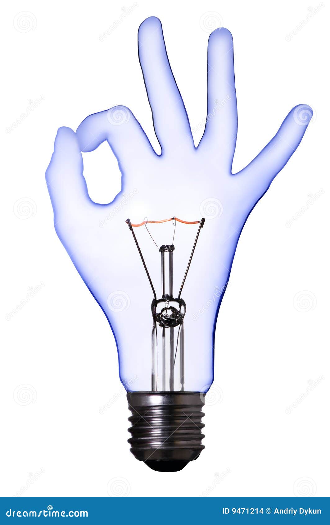 OK hand lamp bulb stock photo. Image of innovation, design - 9471214