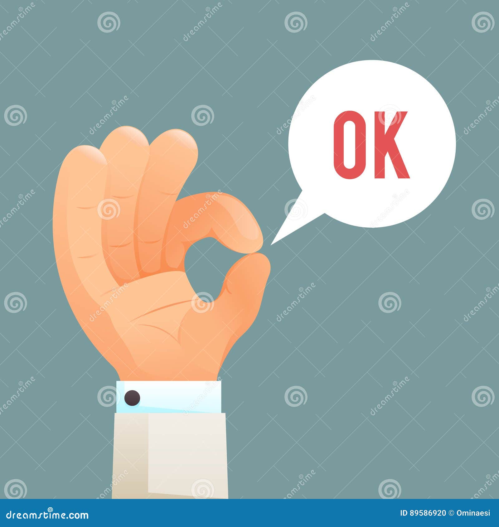 OK Hand Sign Gesture Icon Cartoon Design Template Vector Illustration ...