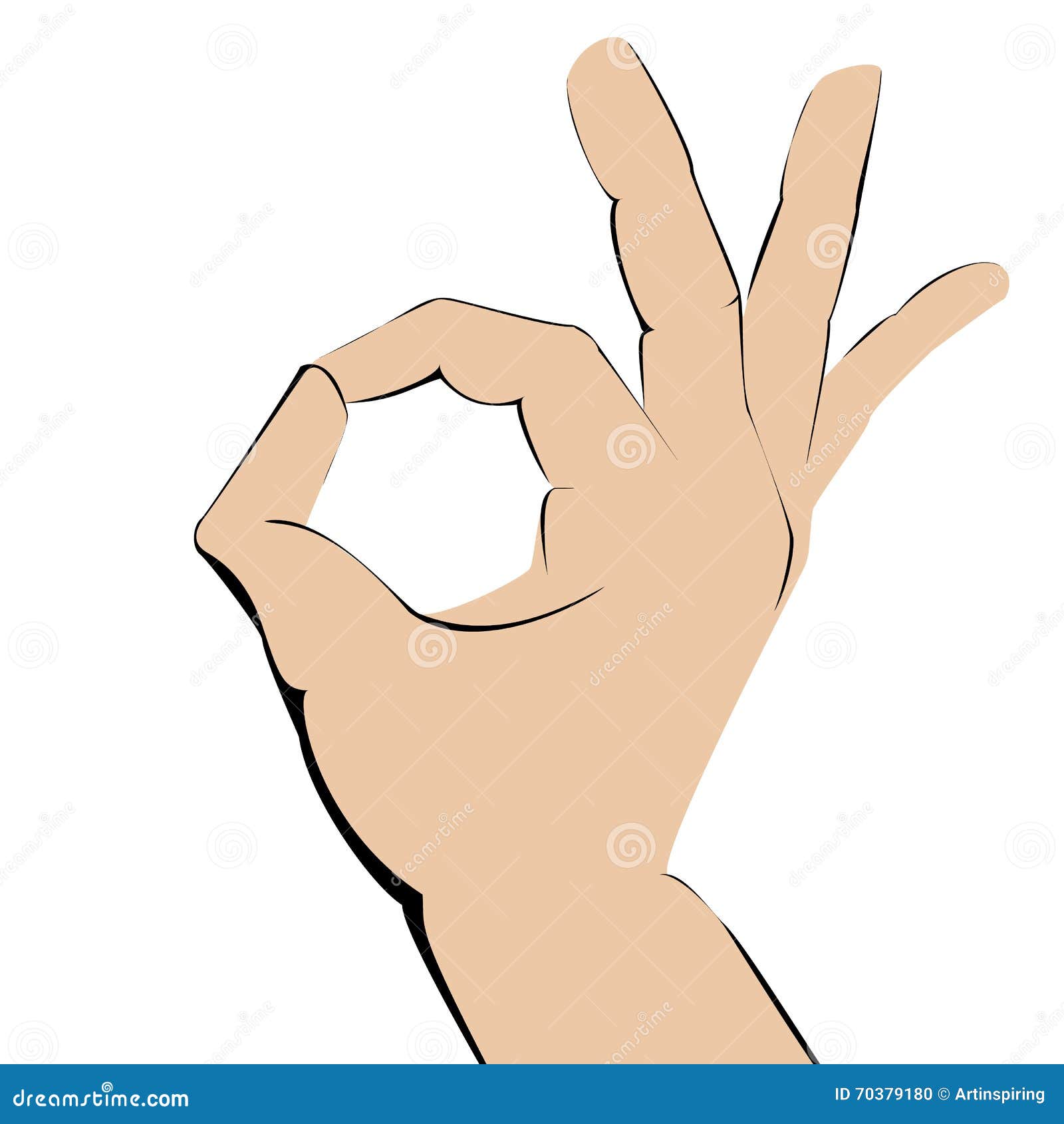 Ok hand on white. stock vector. Illustration of expression - 70379180