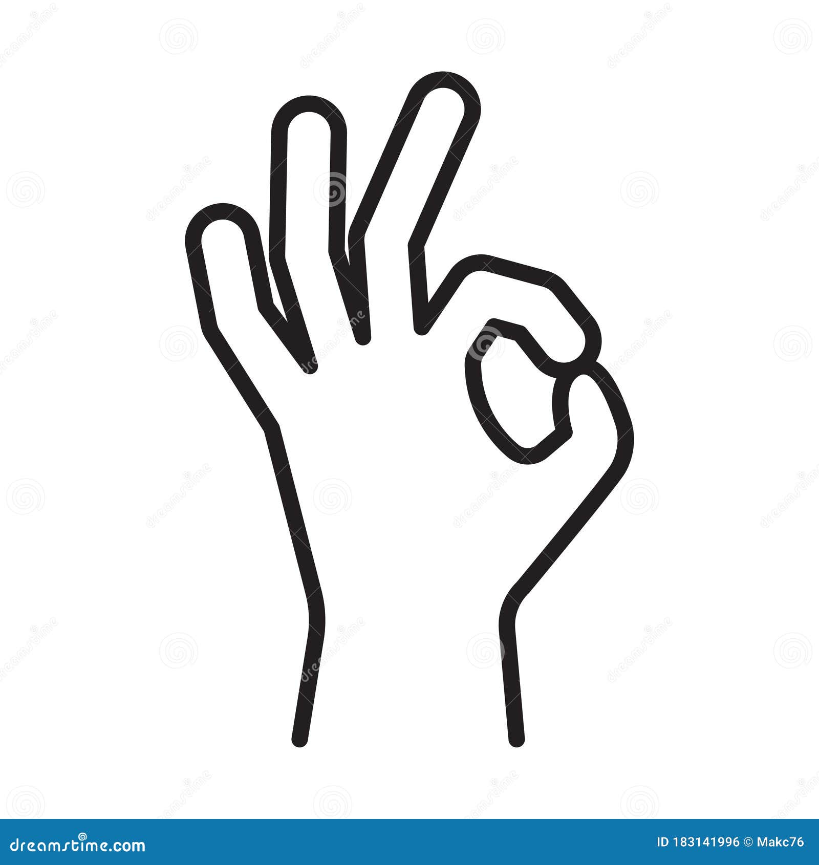 Ok Icon, Human Hand Gesture Okay Symbol Stock Vector - Illustration of ...