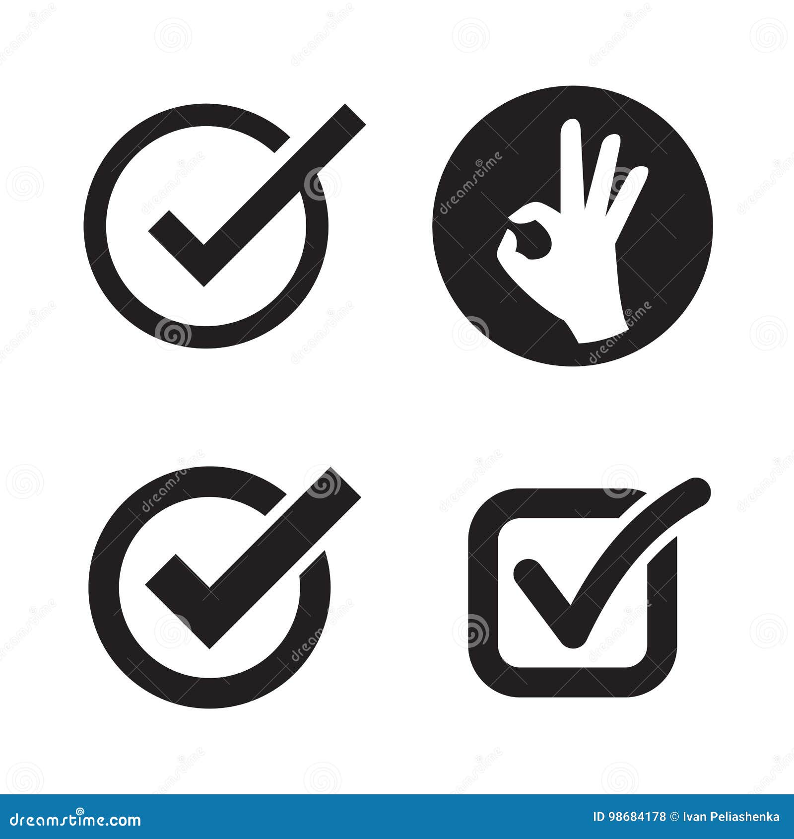 Ok icons set stock illustration. Illustration of positive - 98684178