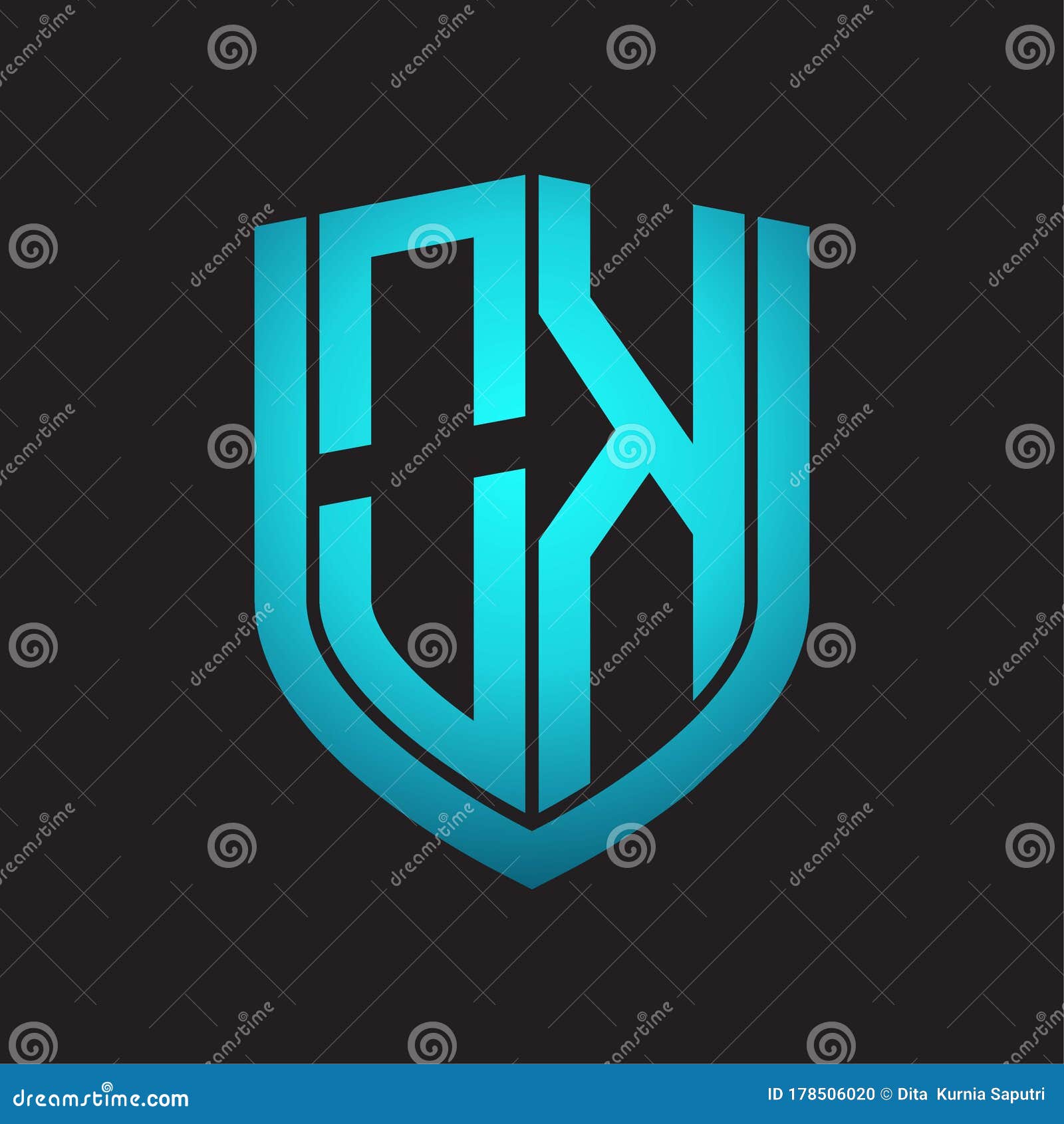 OK Logo Monogram with Emblem Shield Design Isolated with Blue Colors on ...