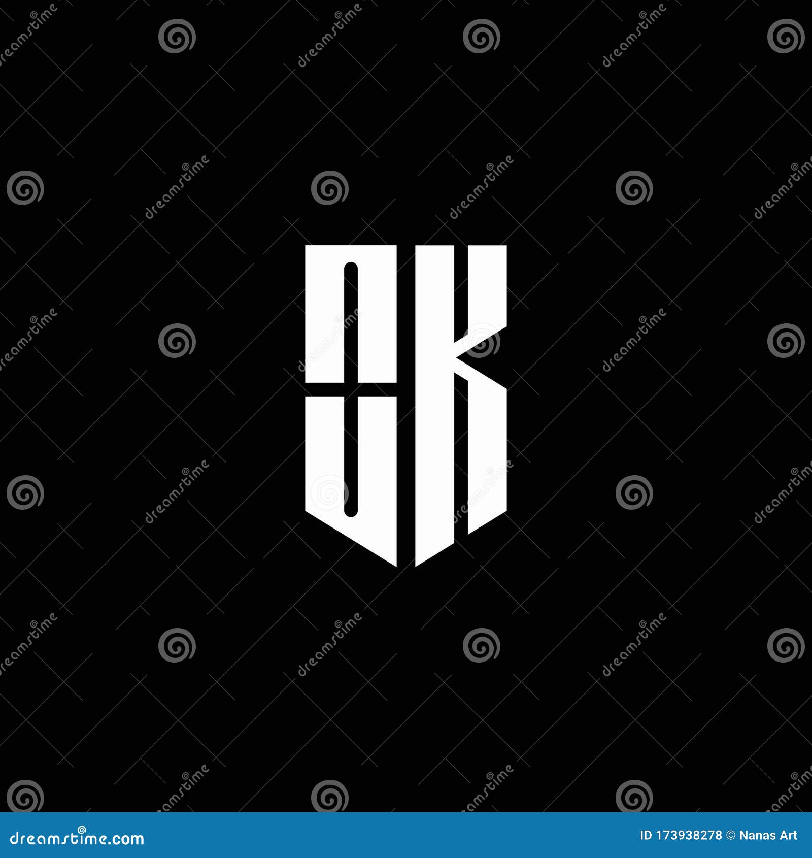 OK Logo Monogram with Emblem Style Isolated on Black Background Stock ...