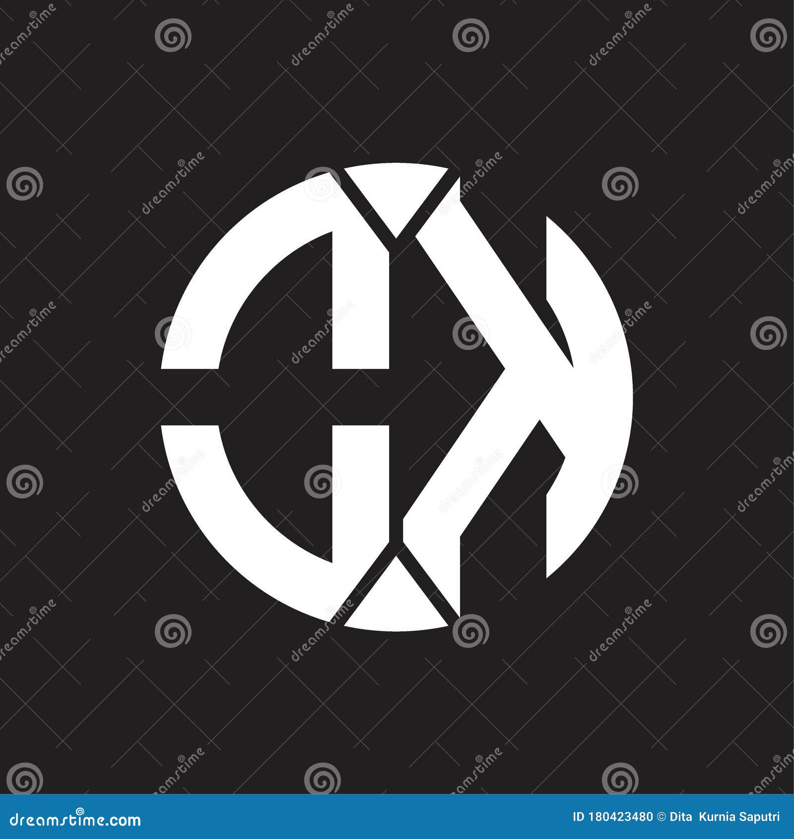 OK Logo Monogram with Piece Circle Ribbon Style Stock Vector ...